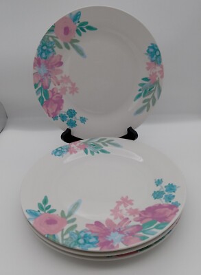 Royal Norfolk Softly Floral Dinner Plates 10.5”Set of 4 Blue & Pink ...