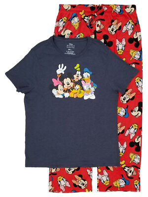 Disney Mens 2-Piece Mickey Mouse Goofy Donald Pluto Sleepwear Pajama ...