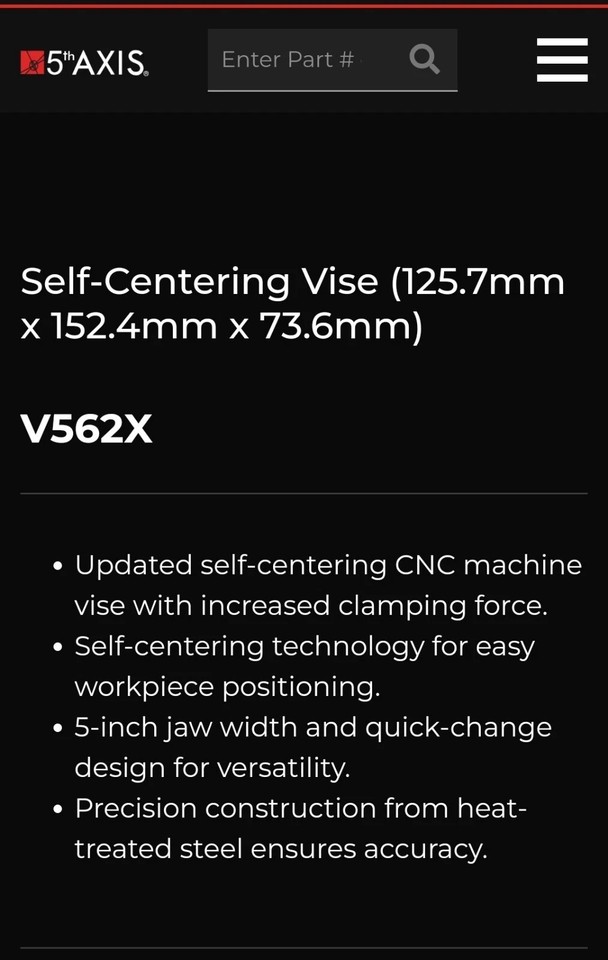 5th Axis Self-Centering Vise (Metric) V562X | eBay