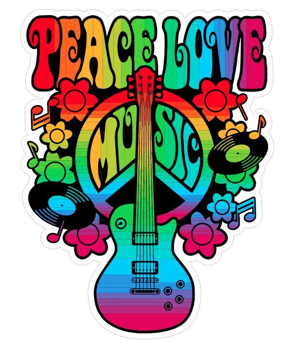 Peace Love Music Sticker Decal A689 | eBay