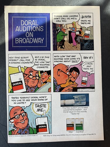 Vtg 1970s R.J. Reynolds Doral Cigarette Comic Strip Ad, Auditions on ...