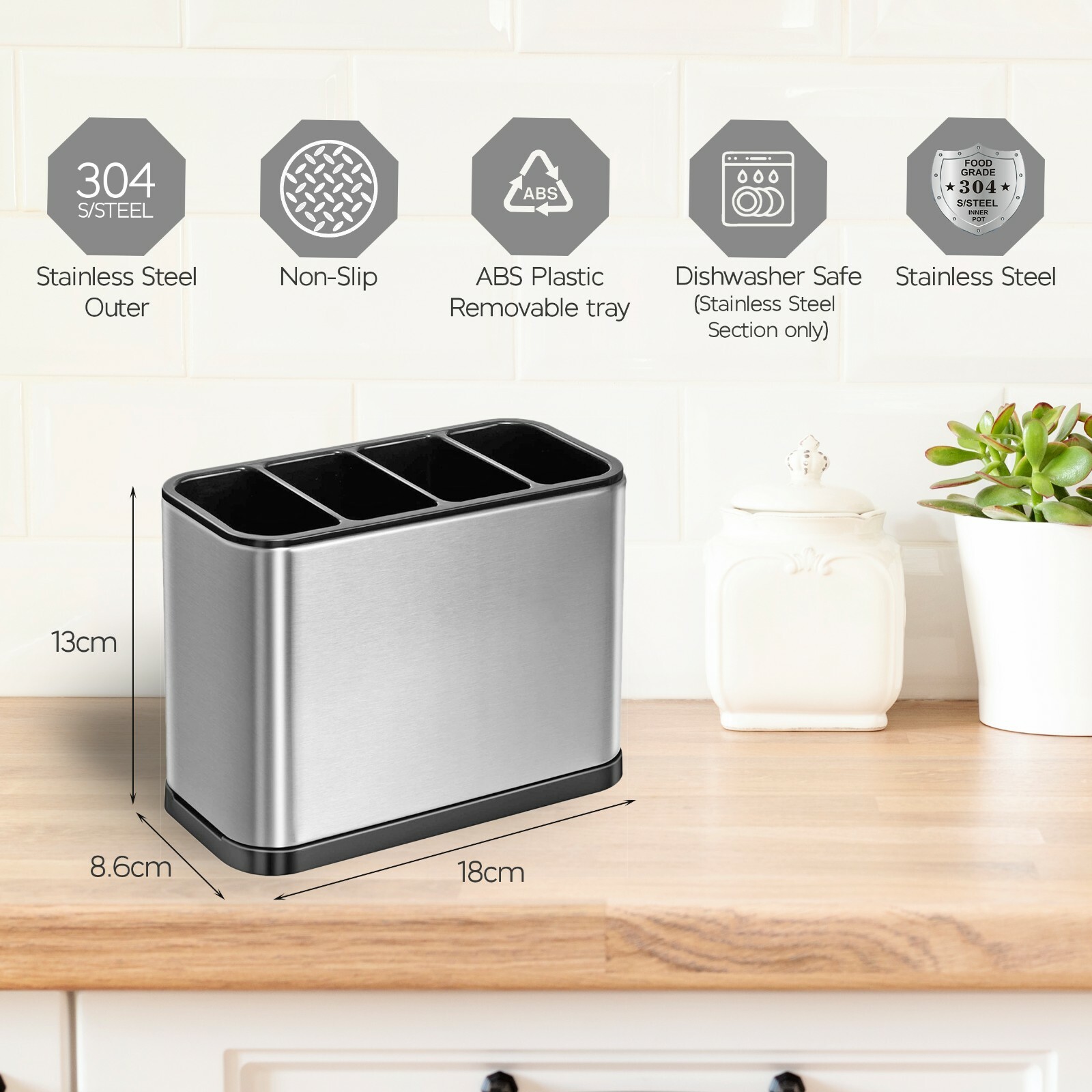 Kitchen Cutlery Holder Spoon Fork Storage Rack Organizer Utensils ...