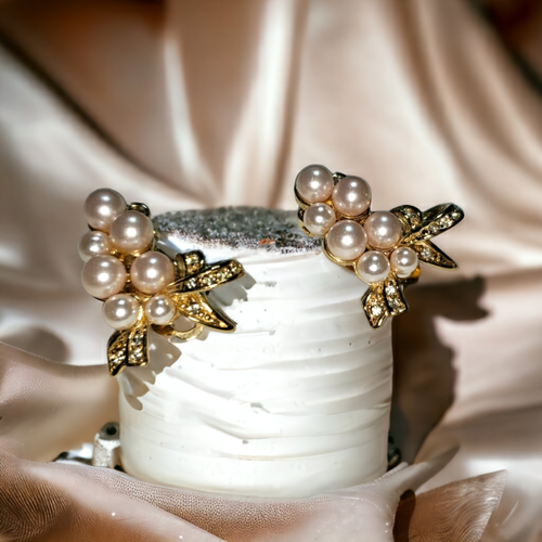 Earrings, Richelieu Gold Tone Faux Pearl Clip On Earrings, Signed B108 ...