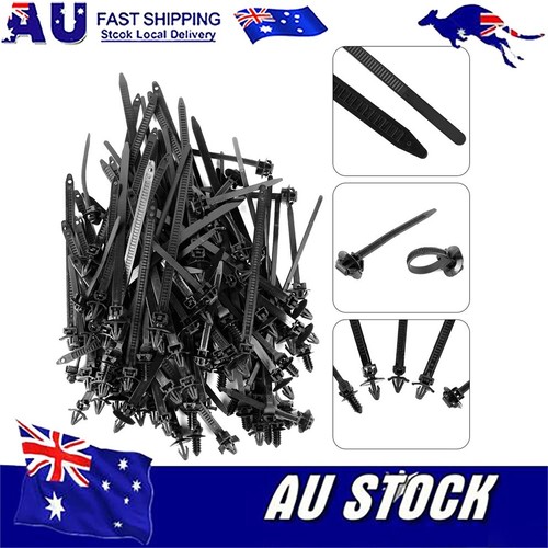 1 Set Car Line Cable Tie Clamp Strap Wrap Push Rivet Clips Wiring Loom ...