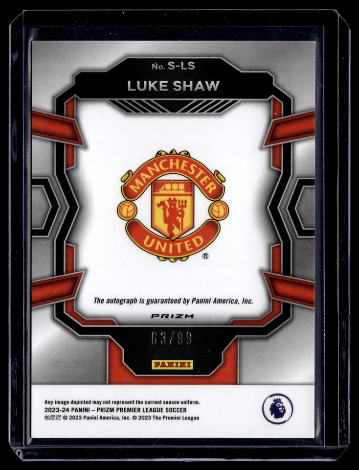 2023-24 Panini Prizm Premier League #S-LS Luke Shaw Signatures Silver ...