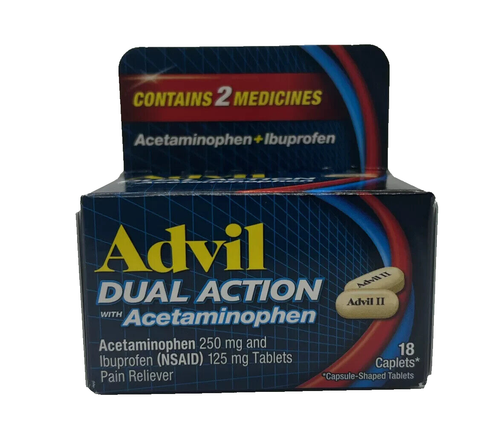 Advil Dual Action with Ibuprofen & Acetaminophen Combo 18 Caplets EXP ...