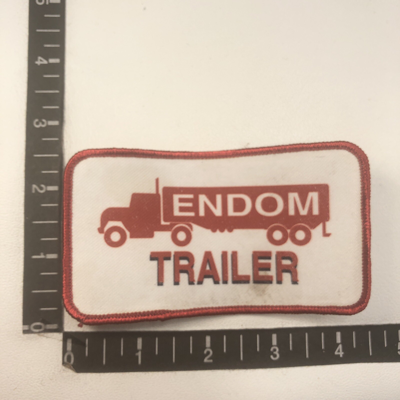 Vtg Red Semi-Truck & Trailer Rig EMDOM TRAILER Patch C09N | eBay
