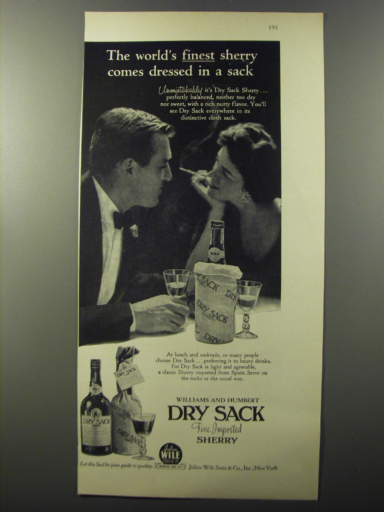 1953 Dry Sack Sherry Ad - The world's finest sherry comes dressed in a ...