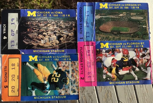 1986 Michigan Wolverines Ticket Stubs Jim Harbaugh Deion Sanders ...