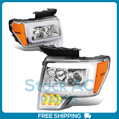 Headlights LED Arrow Turn Signal Projector Chrome/Amber for 2009-2014 ...