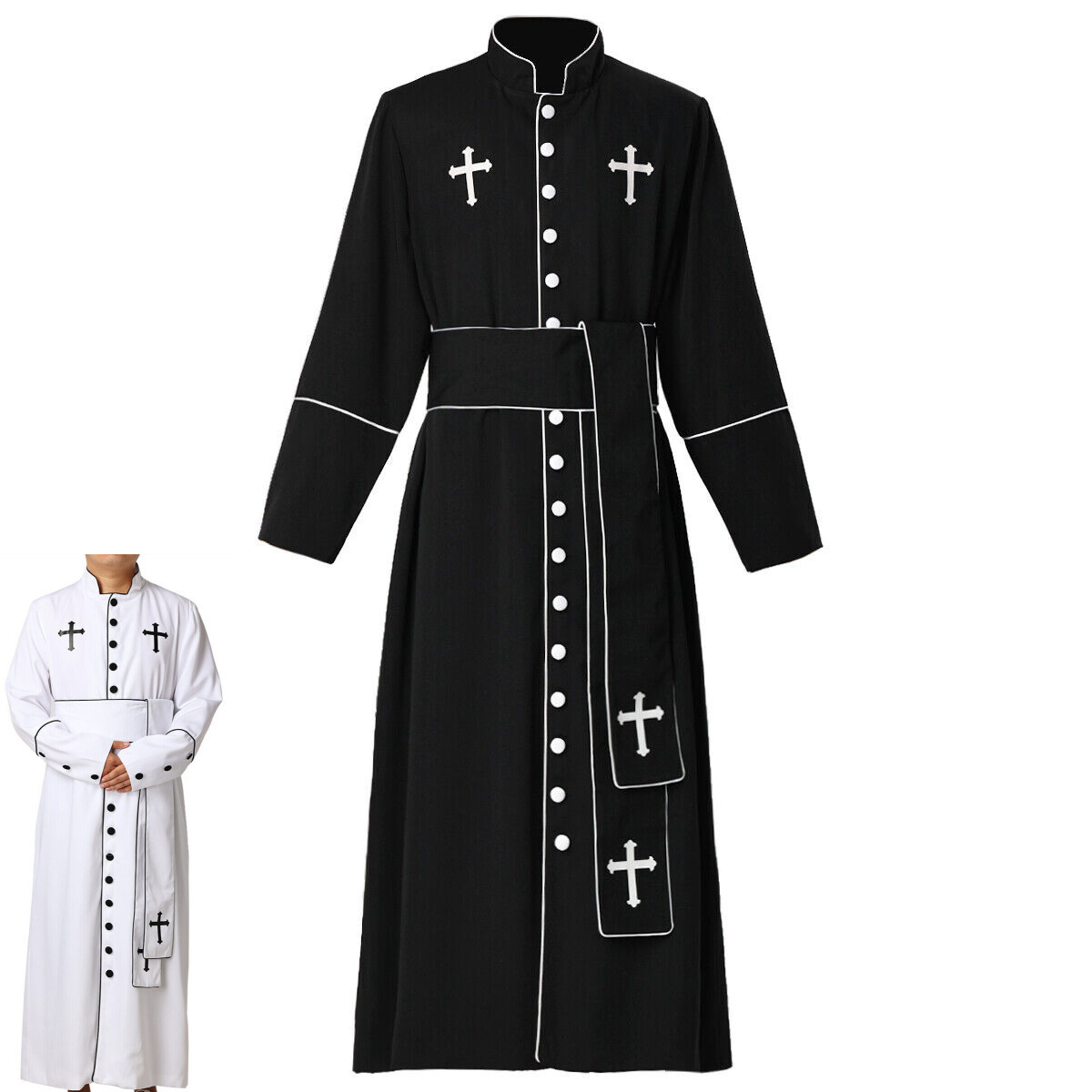 Men's Priest Cassock Pastor Robe Church Minister Robe Clergy Roman ...