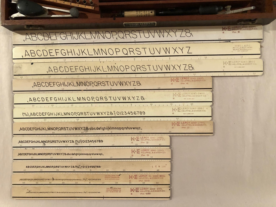 Vintage K&E LEROY LETTERING SET, Keuffel & Esser DRAFTING KIT in Wood ...