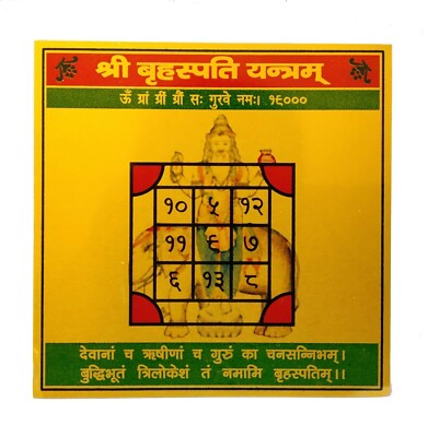 Brihaspati Yantra Jupiter Yantram 8 Cm X 8 Cm Energized | eBay