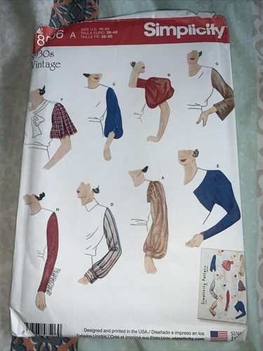 Simplicity Sewing Pattern 8506 Misses 10-22 Set of Sleeves Vintage ...