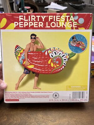 Flirty Fiesta Pepper Lounge H2O Go! Inflatable Pool Raft (NEW IN BOX ...