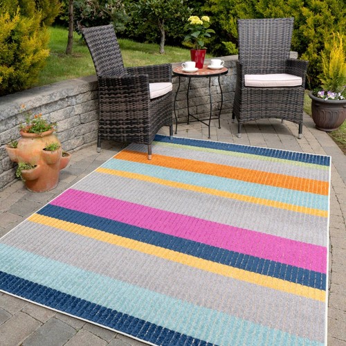 New Summer Outdoor Rugs Fun Tropical Multicolour Durable Garden Patio ...