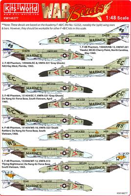 Kits World Decals 1/48 U.S. MARINE CORPS F-4B PHANTOM II Jet Fighter ...