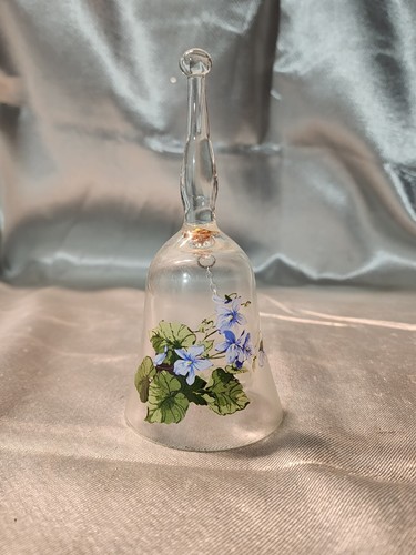 Vintage Hand painted crystal Bell Blue Flowers | eBay