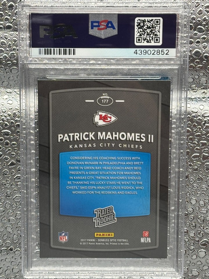 2017 Panini Donruss Optic #177 Patrick Mahomes Lime RC - PSA 10 GEM ...