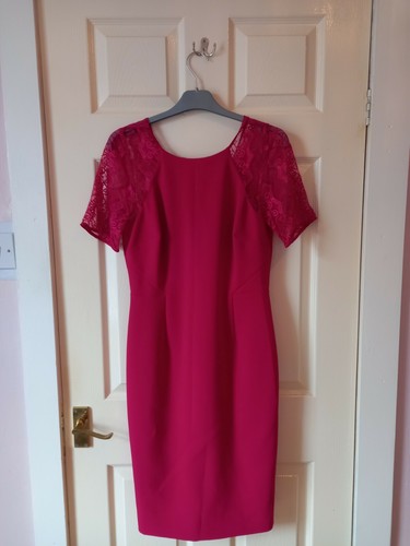 New House of Fraser Linea Fuchsia Pink Lace Stretch Quality Dress. Size ...