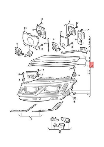 Genuine VW Touareg CR7 Led Headlight With Matrix Beam Right black ...
