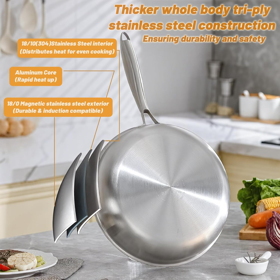 Frying Pans Stainless Steel - 24 Cm Tri-Ply Impact Frypan, Large ...