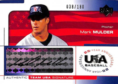 2004 USA Baseball 25th Anniv. Signatures Black Ink #MUL Mark Mulder/180 ...