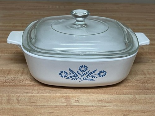 RARE VTG Corning Ware BLUE CORNFLOWER P-1-B -1Qt Casserole & Pyrex P-7 ...