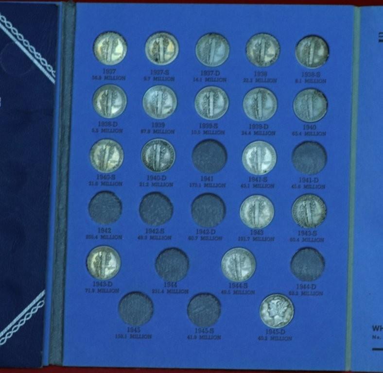 Mercury Dime Collection in Whitman Book - 46 Silver Coins 1916-1945 | eBay