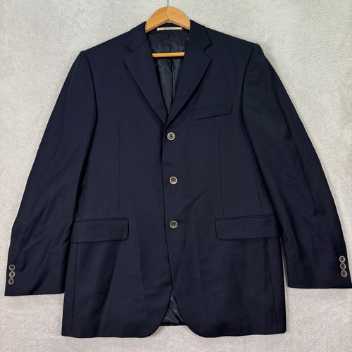 Burberry London Bond Street Mens 40R Wool Blazer Jacket Dark Navy Made ...