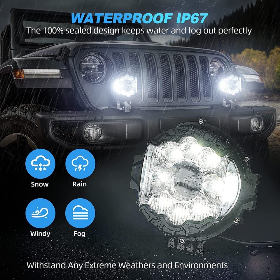 7'' inch Round LED Pods Work Light Bar Driving Fog Headlight Truck Off ...