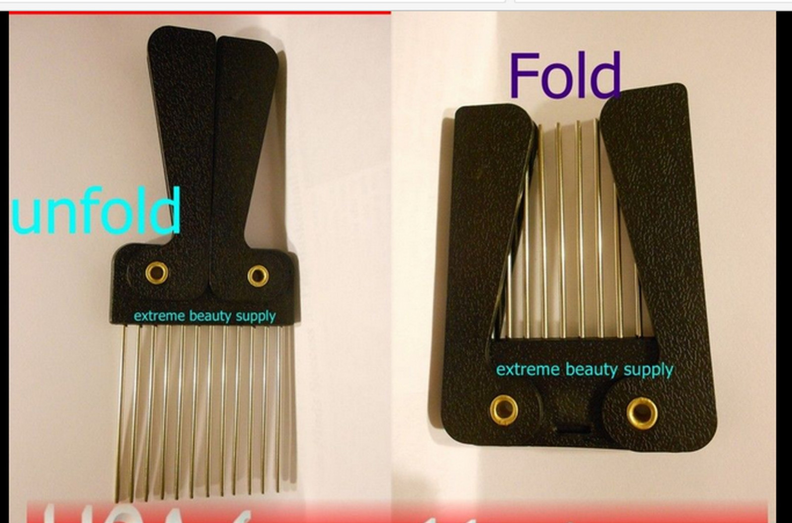man woman Fold Pocket Travel DETANGLE metal AFRO Comb wig lift pik Pick ...
