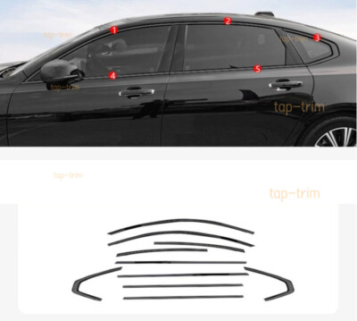 Black Steel Window Molding Trim Cover Strips 10pcs FIT For Volvo S90 ...
