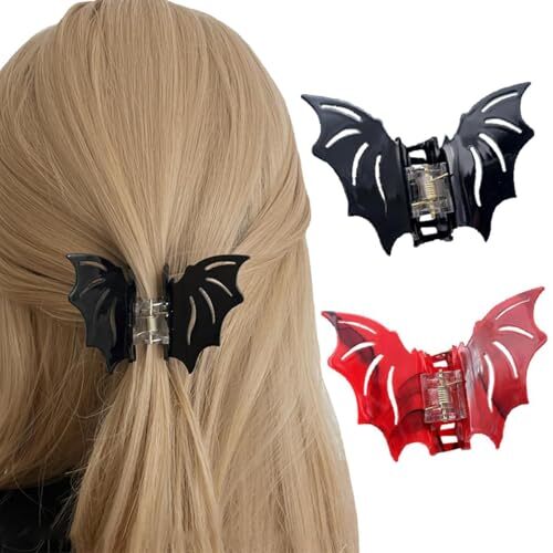 Halloween Hair Clips for Women Girls Bat Hair Clips Black Red Bat ...