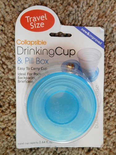 NEW Collapsible, Portable Travel Drinking Cup with Built-In Pill Box ...