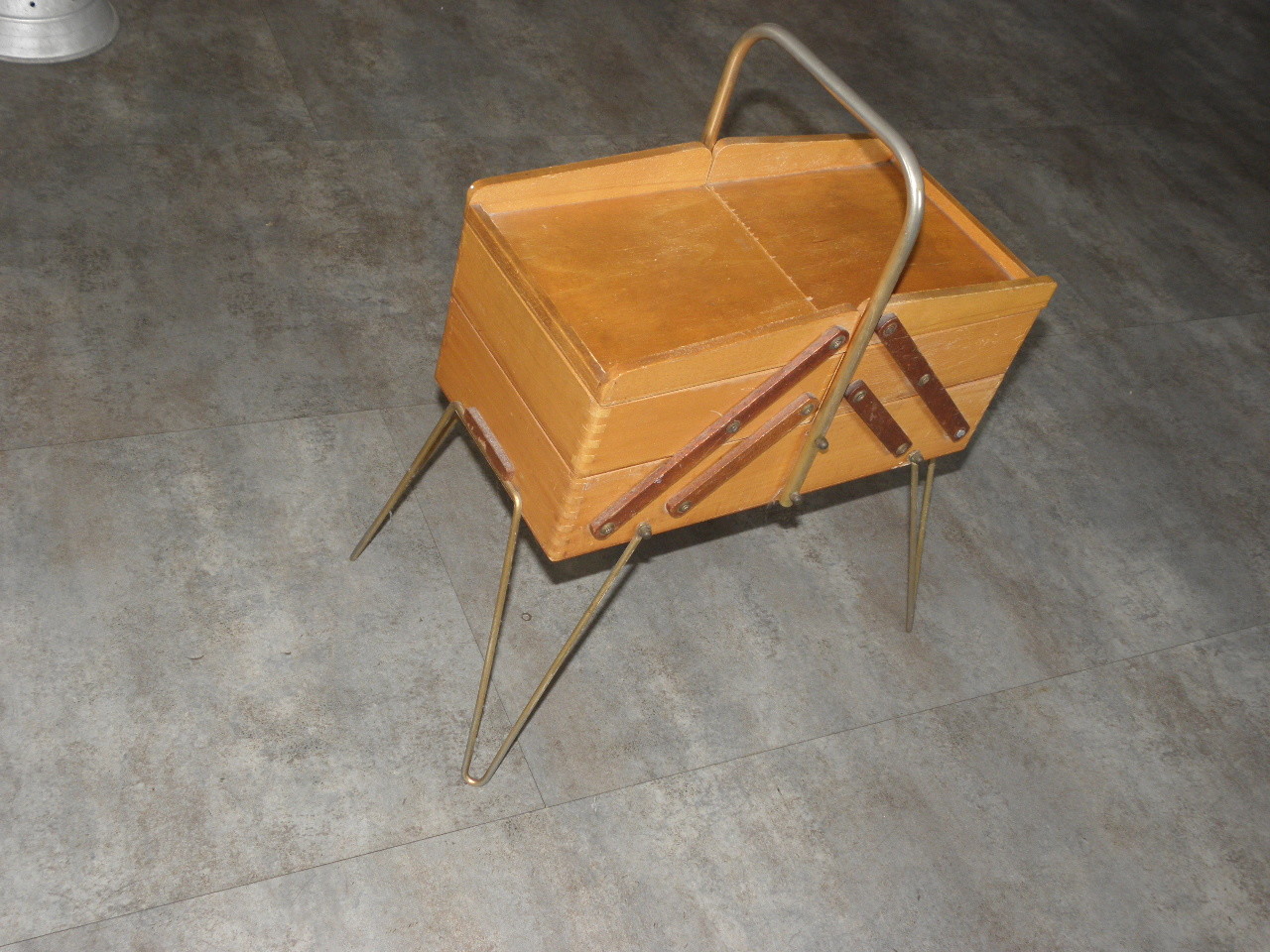 Knitting Sewing Box wooden wood Design Storage Cantilever Case Craft ...