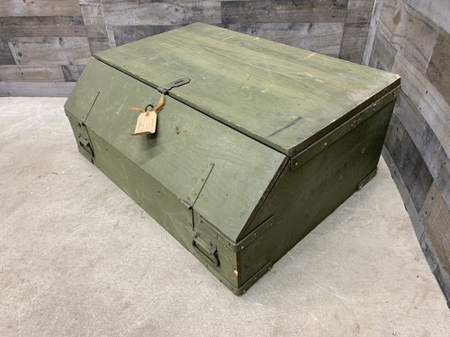 Vintage Wood Storage Trunk Portable Military Field Desk Footlocker ...