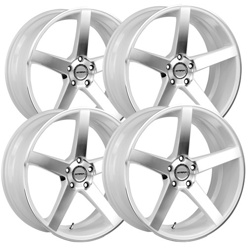 (4) Strada S35 Perfetto 22x9.5 5x115 +15mm White/Machined Wheels Rims ...