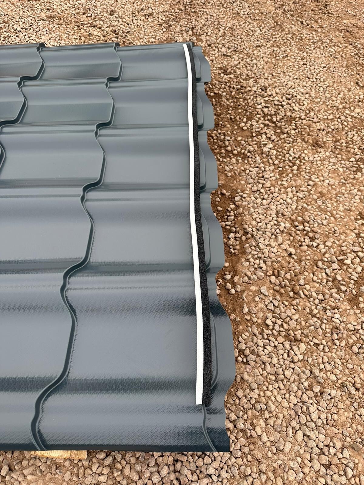 new plastic coated anthracite grey tile effect roofing sheets 12ft x 1. ...