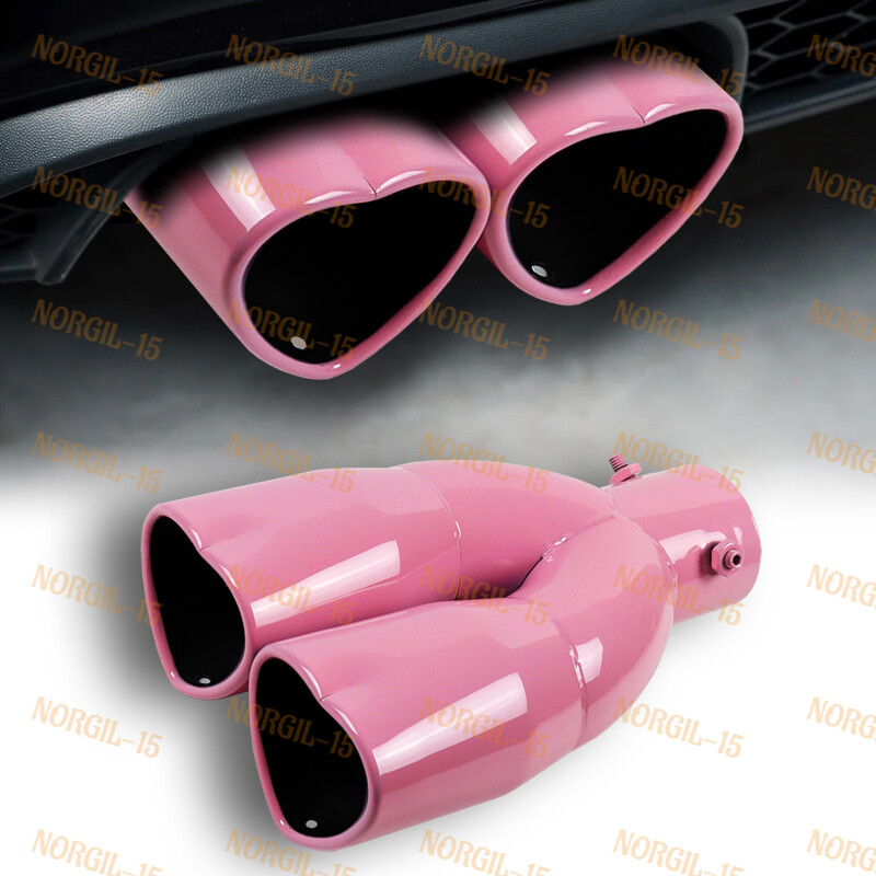 Pink Dual Heart Shape Car Exhaust Muffler Tip Pipe 63mm 2.5‘’ Inlet 8.0 ...