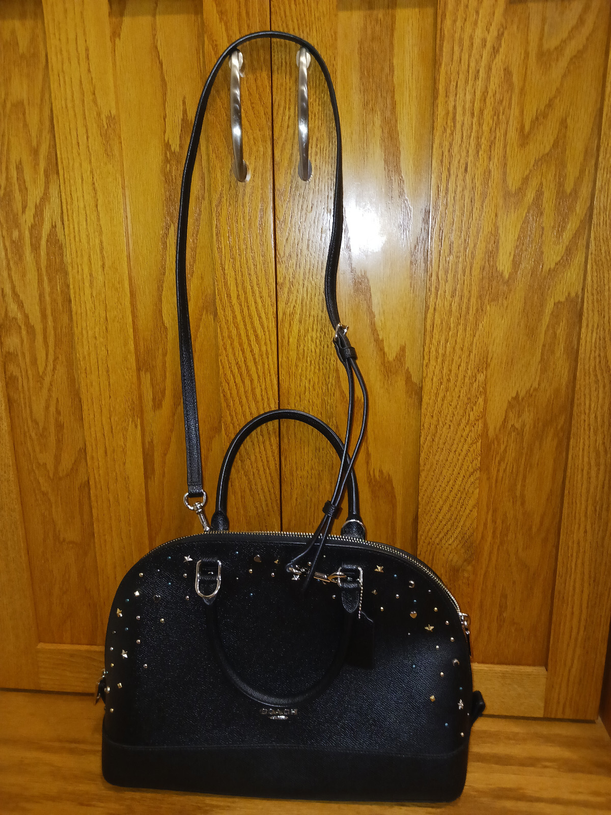 COACH SIERRA SATCHEL WITH STARDUST STUDS F22300 Black… - Gem