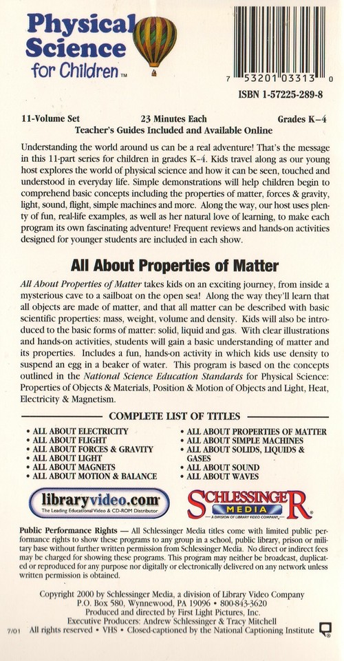 Physical Science for Children : Properties of Matter : Schlessinger ...