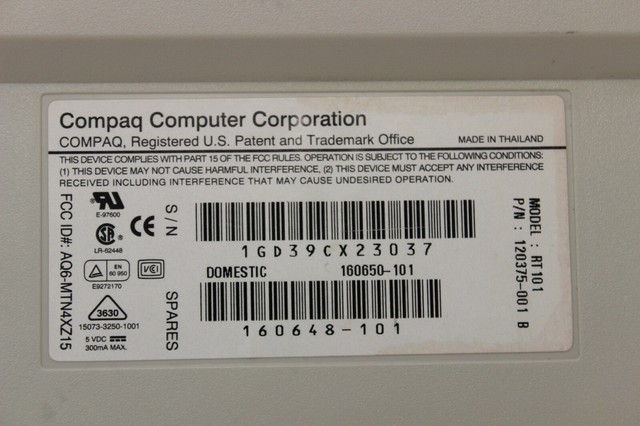 COMPAQ 160648-101 SPACESAVER PS/2 KEYBOARD RT101 160650-101 for sale ...
