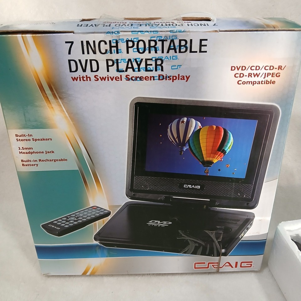 Craig 7" Portable DVD CD Player Swivel Screen CTFT716 W/ Accessories ...