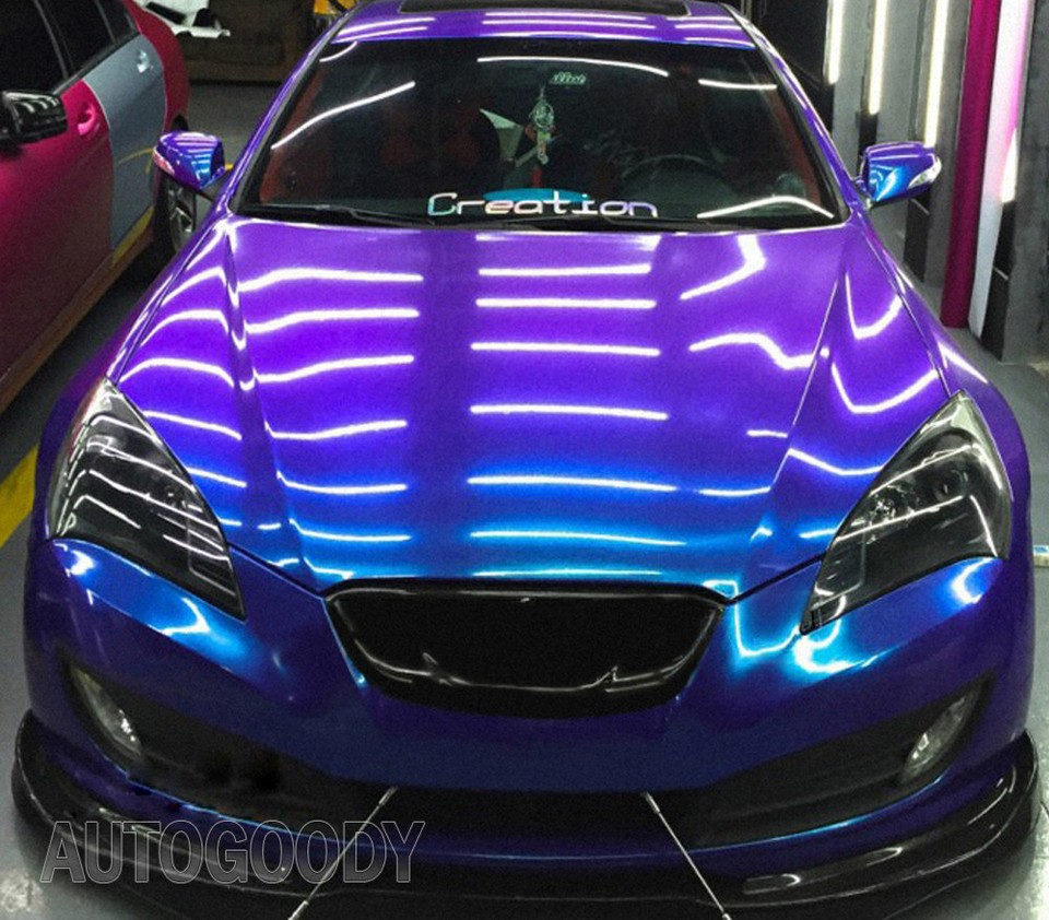 24" x 60" Gloss Metallic Chameleon Purple Blue Vinyl Film Wrap Air ...