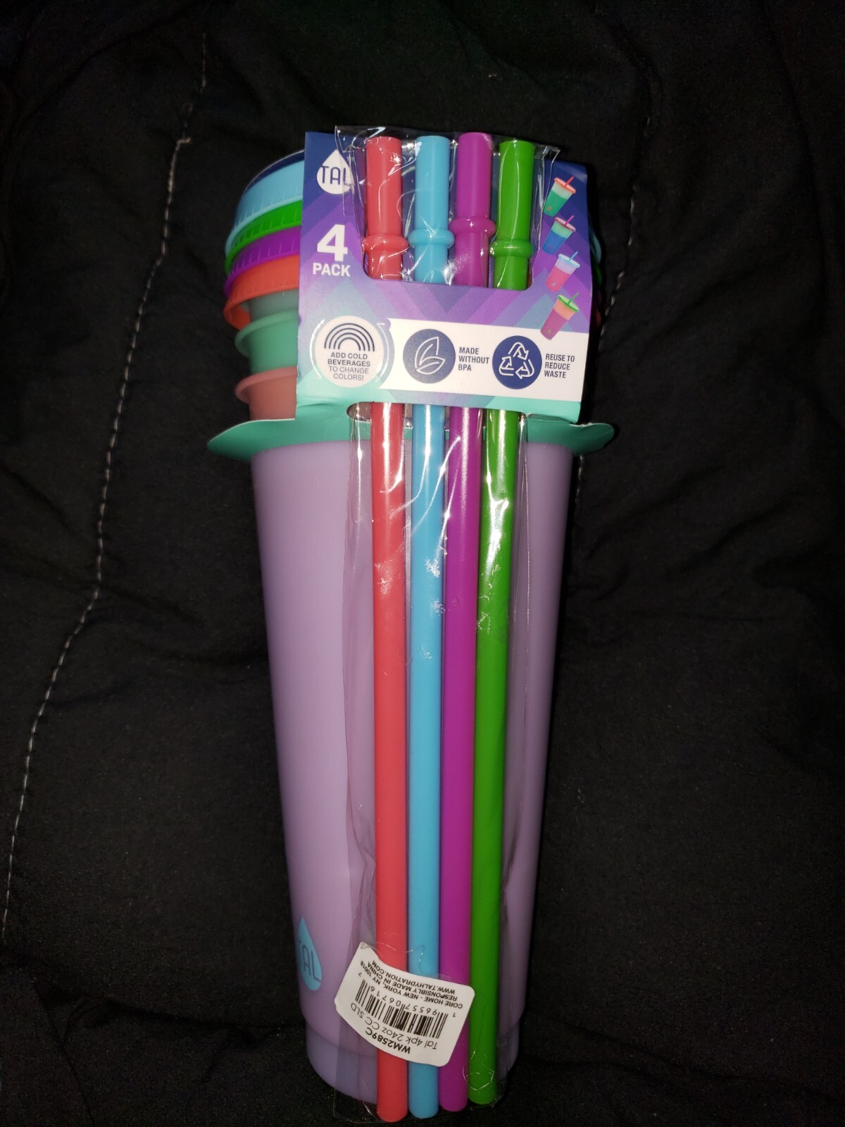 TAL Color Changing Tumblers & Straws Set 4 Pack Cups & Lids 24oz ...