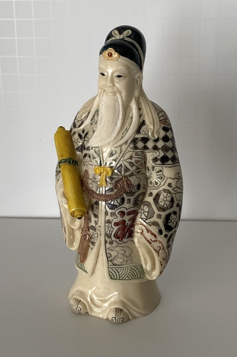 Chinese Resin Hand Painted Finely Carved Wise Man Figurine with Scroll ...