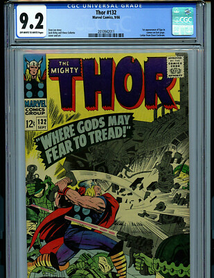 Thor #132 CGC 9.2 NM- Marvel 1966 1st Ego & Recorder Kirby Art Amricons ...
