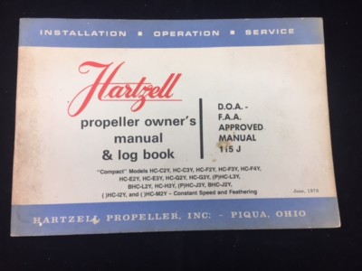 HARTZELL PROPELLER OWNER'S MANUAL & LOG BOOK | eBay