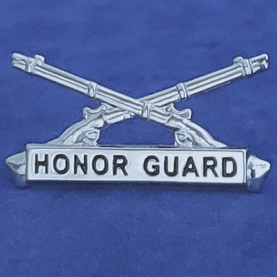 CROSS RIFLE HONOR GUARD PIN: 1-1/4" Size, Silver (nickel) Plated, Item ...